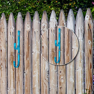 6 Pieces Pool Pole Hook Hanger Swimming Metal Brackets Pool Hook with 12 Pieces Screws for Telescopic Poles, Skimmers, Leaf Rakes, Net, Brush, Vacuum Hose, Garden and Pool Accessories (Blue)