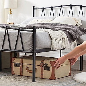 VECELO Full Metal Platform Bed Frame with M Shape Headboard/Footboard/Mattress Foundation/Under Bed Storage/No Box Spring Needed