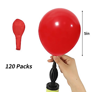 RUBFAC Red Balloons, 120pcs 5 Inch Red Balloons, Thicker Red Balloons for Birthday Wedding Baby Shower Graduation Anniversary Party Decorations
