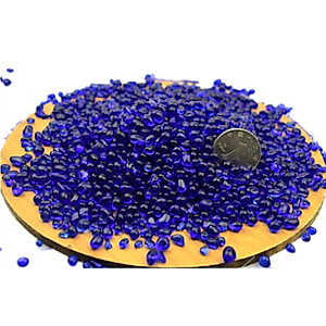 Decorative Stones,Glass Stones,1 Lb About 460 G Irregular Sea Glass Pebbles Artificial Glaze Crystal Stones Rocks for Vase Filler,Table Scatter,Aquarium Decoration,Air Plants Decoration (Navy Blue)