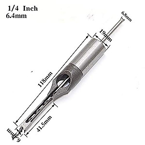 Amena 4Pcs Woodworker Square Hole Drill Bits Mortising Chisel Set,Woodworking Hole Saw Mortise Chisel Drill Bit Kit Tool Set 1/4 2/5 3/8 1/2