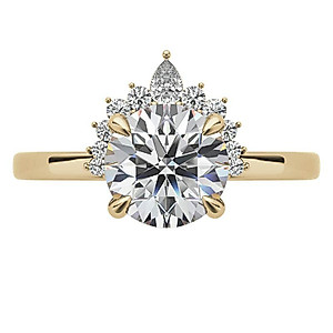 10K Solid Yellow Gold Handmade Engagement Ring 3.00 CT Round Cut Moissanite Diamond Solitaire Wedding/Bridal Rings Set for Women/Her, Awesome Ring Gift for Wife