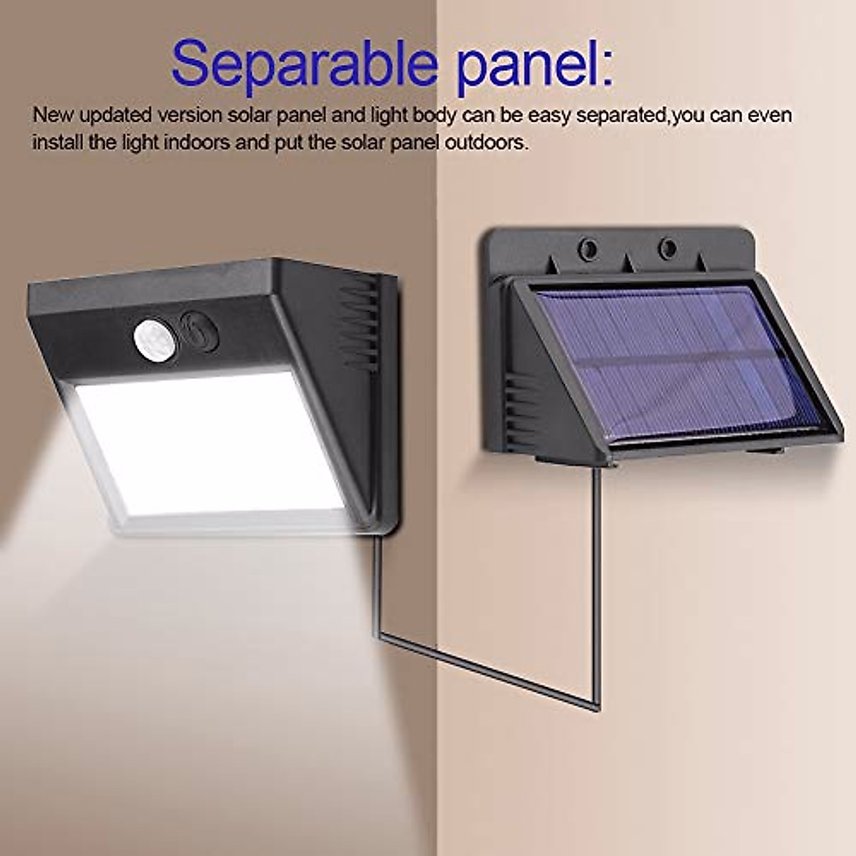 Ejoyous Solar Sensor Light, Waterproof Solar Powered Light 3 Modes Wall Light Motion Sensor Garden Light for Home Garden