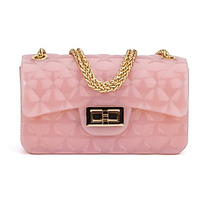 Olivia Miller Women's Fashion Finn PVC Jelly Pink Gradient Pattern Small Crossbody Bag w Convertible Strap, Evening Everyday Casual Work Purse Handbag