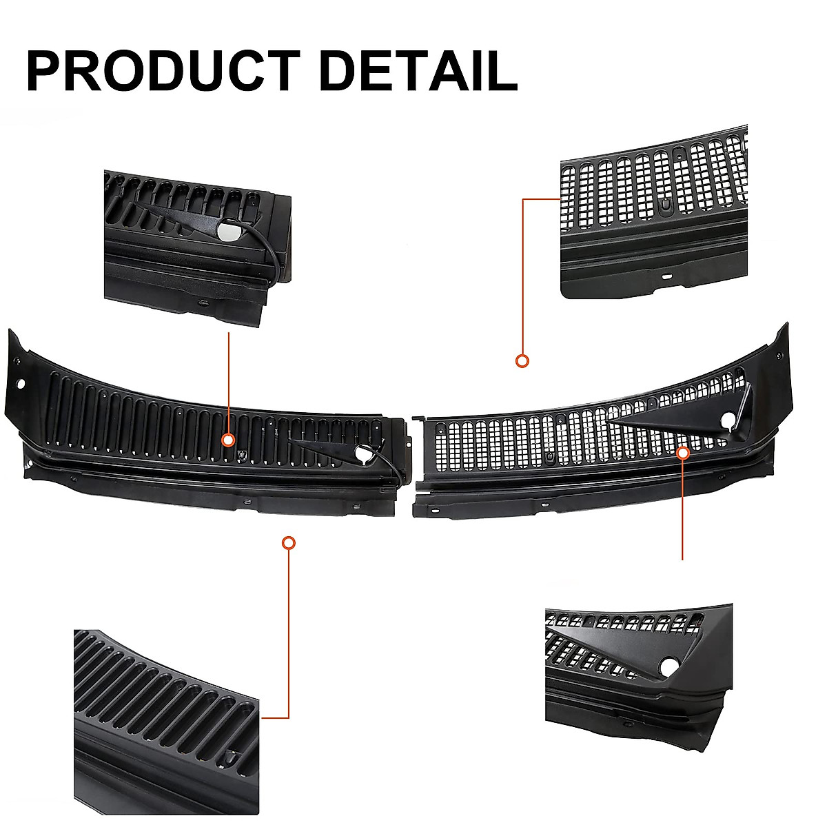 ECOTRIC Windshield Wiper Cowl Cover Panel Compatible with 1999-2007 Ford F250 F350 F450 F550 Super Duty 2000-2005 Ford Excursion Replacement for 3C3Z-25022A68-AAA 4C3Z-25022A69-AAA