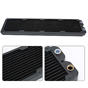 Copper Radiator 480mm, Water Cooling Radiator, 14 Tubes Heat Exchanger CPU Heatsink Cooler Fast Heat Dissipation for PC Computer - Black
