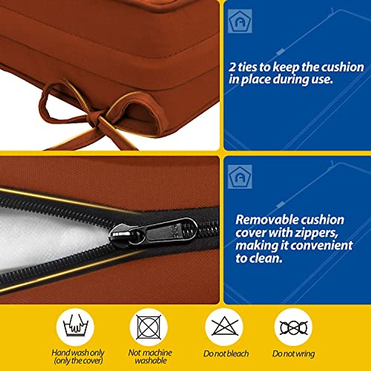 AAAAAcessories Outdoor/Indoor Bench Cushion for Patio Furniture Bench/Swing/Settee, 48 x 18 x 3 Inch, Rust