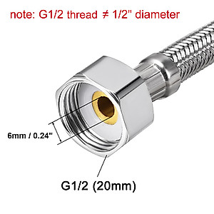 uxcell Faucet Supply Line Connector G1/2 Female to M10 x 1.0 Male 31.5 Inch Length 304 Stainless Steel Hose 2Pcs