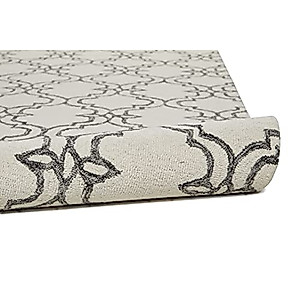 Feizy Rugs - Rhett Ornamental Trellis Print Rug, Charcoal Gray/Ivory, 8ft x 10ft Area Rug