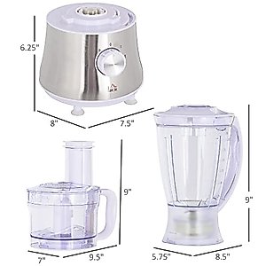 HOMCOM 2 in 1 Blender, Food Processor Combo for Chopping, Slicing, Shredding, Mincing, Pureeing for Vegetable, Meat and Nuts, 500W 5-Cup Bowl, 1.5L Blender Jug, 3 Blades