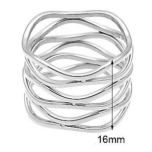 Jude Jewelers Stainless Steel Braide Wave Wrap Style Statement Promise Anniversary Ring (Silver, 8)