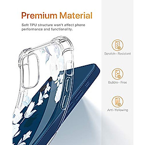 GVIEWIN for iPhone 12 Case and iPhone 12 Pro Case, Clear Floral Flexible Soft TPU Shockproof Women Girls Flower Pattern Phone Case, 6.1" 2020(Hibiscus)