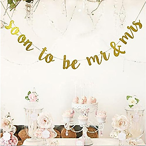YaFeiDa Soon to Be Mr&Mrs Banner Future Mr & Mrs Banner for Engagement Bridal Shower Bride and Groom Party Decorations Pre-Strung Sign (Gold),SKA-NB018