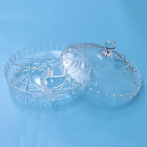 Kichvoe Veggie Tray 3 Compartment Serving Tray with Lid Round Food Storage Container Nuts Serving Platter Candy Bowl Appetizer Tray for Fruit Snack Appetizer 25CM Divided Serving Tray