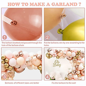 Rose Gold Balloons Garland Arch Kit, Rose Gold Confetti Gold Metallic Balloons, Macaron Orange Birthday Party Balloons for Baby Shower, Bridal Shower, Wedding, Birthday, Anniversary