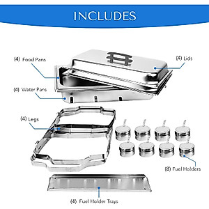 ALPHA LIVING 70014-BLK Chafing Dish Set, 8 QT, 4 Pack - Black Handle