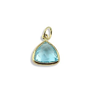 Blue Topaz Checkerboard Charm 8mm Trillion Cut Handmade In 14k Yellow Gold