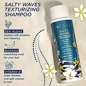 Pacifica Beauty, Salty Waves Texturizing and Moisturizing Shampoo, Banana Scent, For All Hair Types, Vitamin B + Vitamin E, Beach Hair, Beachy Waves, Sulfate Free, Vegan & Cruelty Free