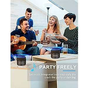 BassPal Portable Bluetooth Speakers, Small True Wireless Stereo (TWS) Speaker with Radio, IPX5 Waterproof, HD Sound & Enhanced Bass, Mini Pocket Size for Home Travel Shower Pool Beach Outdoor-2 Pack