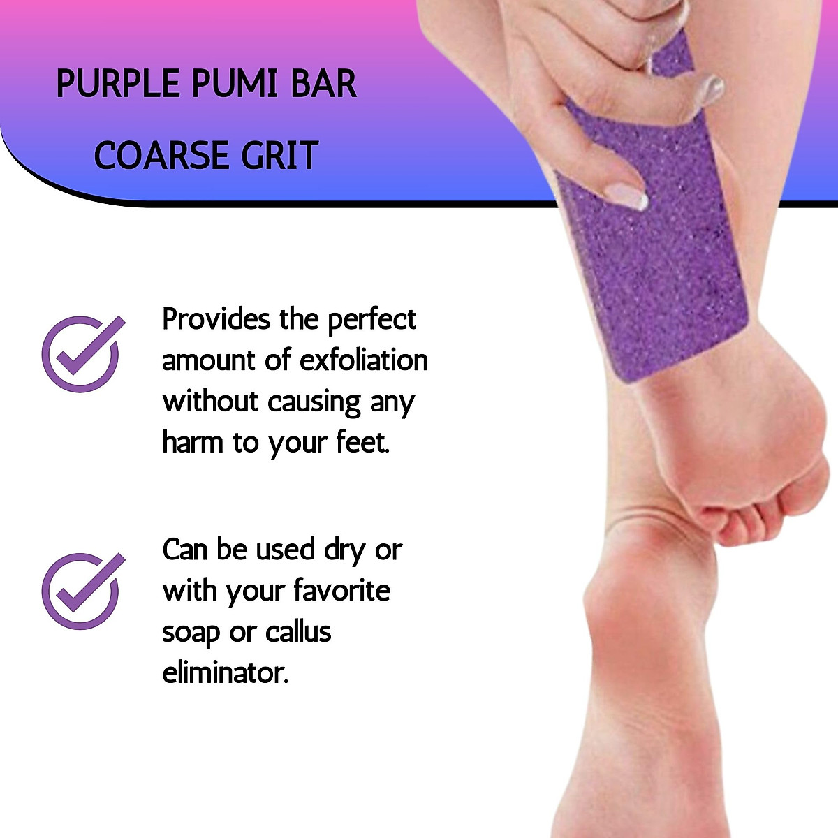 Mr. Pumice Purple PUMI Bar, Extra-Coarse Callus Remover, Pedicure Stone & Ped File Scrubber for Smooth Feet and Heels, 4 Pack
