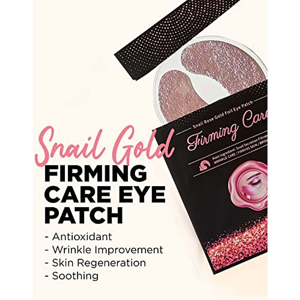 YURICOS Snail Rose Gold Foil Under Eye Mask Patch for Dark Circles and Puffiness 20 Pairs - Enriched - Rose Gold Mask for Diminishing Under Eye Wrinkles, Lines
