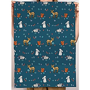 CENTRAL 23 Woodland Creatures Wrapping Paper - Blue Wrapping Paper - 6 Sheets Gift Wrap For Boys And Girls - Animals Deer Mushroom - Comes With Stickers
