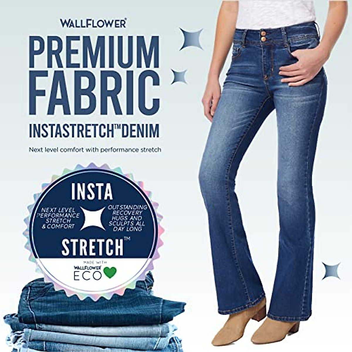 WallFlower Women's Size Flirty Curvy Flare High Rise Insta Stretch Juniors Jeans (Standard, Truffle, 20 Plus