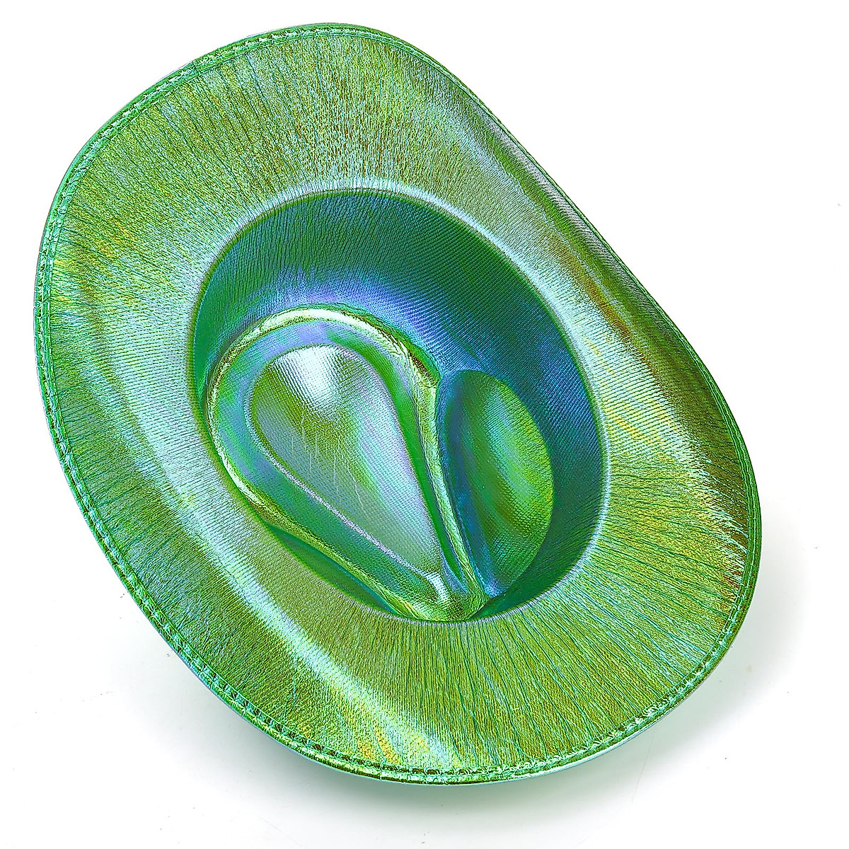 Cididu Set of 4 Holographic Space Cowgirl Hat, Metallic Space Cowboy Party Hat with Heart Glasses for Women, Neon Sparkly Glitter Disco Cowgirl Rave Hat for Costume Dress Up Party Accessories