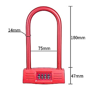 MGUOTP Heavy Duty Anti-Theft Bicycles U Lock Bike Combination Lock Combo Gate Lock for Bicycle Motorcycle Password Lock Padlock, Red (Color : Blue)