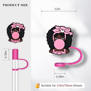8Pcs Pink Girl Straw Cover for Tumbler Cap, Silicone Straw Topper, 10mm Drinking Straw Tip Covers for Accessories (Pink Girl)