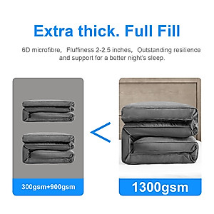 Extra Thick Queen Mattress Topper, Breathable Ultra Soft 1300 GSM Down Alternative Filled Fitted Mattress Protector 8-21" Deep Pocket, Comfort Support Back Mattress Pad Cover (60x80 in,Grey)