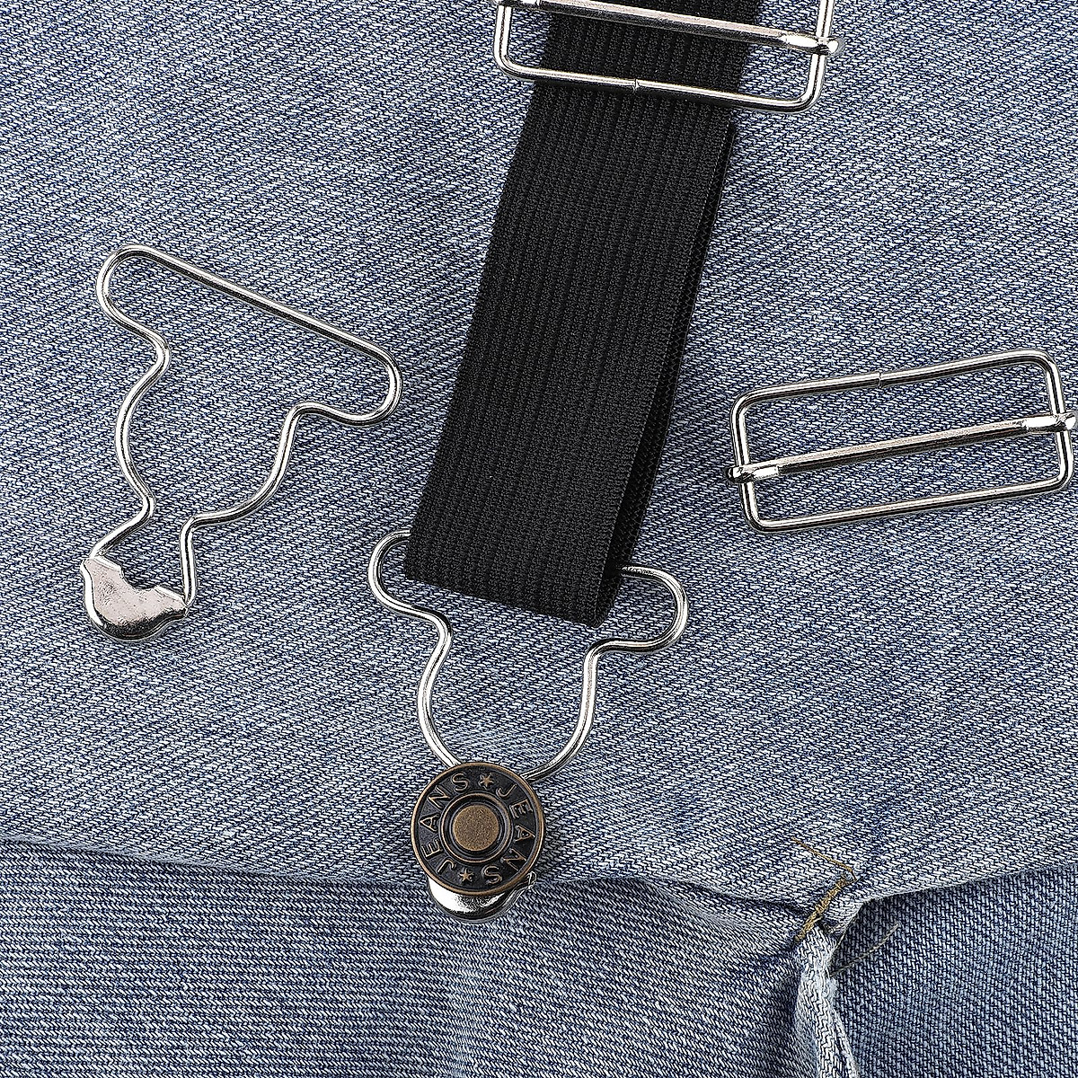 Lusofie 2 Pairs Metal Overall Buckles Suspender Clips Buckle with Rectangle Buckle Adjustable Overall Bib Clips Replacement No-Sew Button for Pants Trousers Jeans Jacket (Silver)