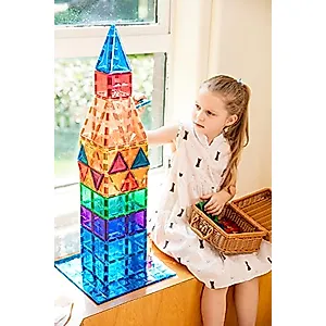 MEGAGONTILES 182PCS Magnetic Tiles | STEM AUTHENTICATED | Mega Magnet Tiles Set| Clear Magnetic Blocks | Magnetic Toys | Magnetic Building Blocks |Toddler Boys Girls 3-10 Year Old