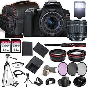 Canon EOS Rebel SL3 DSLR Camera w/EF-S 18-55mm F/4-5.6 Zoom is STM Lens + 2X 64GB Memory + Case + Filters + Tripod + More (35pc Bundle) (Renewed)