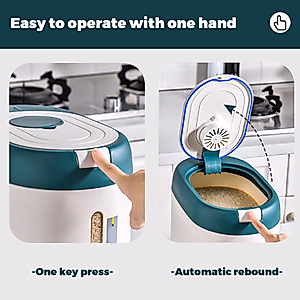 Rice Storage Container, 5KG Sealed Rice Dispenser with Measuring Cup, BPA-Free Cereal Storage Containers for Soybean Corn Kitchen Pantry Organization, Cereal Containers