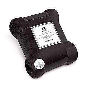 Kingole Flannel Fleece Microfiber Throw Blanket, Luxury Black Queen Size Light Weight Cozy Couch Bed Super Soft and Warm Plush Solid Color 250GSM (90 x 90 inches)