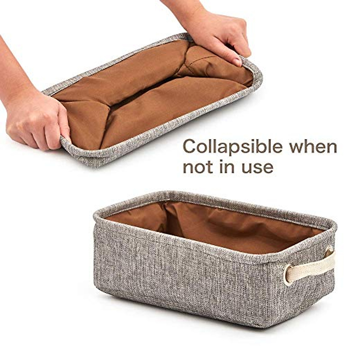 EZOWare 6pc Storage Bins Baskets, Small Folding Drawer Dresser Desktop Organizer Cubes Set with Handles -12 x 7 x 4 inch - Dark Gray