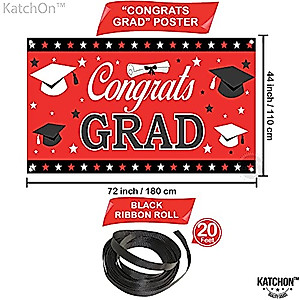 KatchOn, XtraLarge Red Congrats Grad Banner - 72x44 Inch Graduation Party Decorations 2023 | Graduation Banner 2023 for Red and Black Graduation Decorations 2023 | Red and Black Congratulations Banner