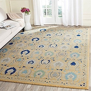 SAFAVIEH Evoke Collection 3' x 5' Gold / Ivory EVK251B Boho Non-Shedding Living Room Bedroom Accent Rug