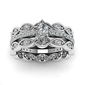 GY JEWELRY Two Rings His and Hers Wedding Ring Sets Couples Rings Women's 2PC White Gold Filled Cubic Zirconia Wedding Engagement Ring Bridal Sets & Men's Stainless Steel Wedding Band