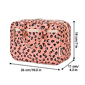 Narwey Full Size Cheetah Toiletry Bag Women Large Makeup Bag Organizer Travel Cosmetic Bag for Toiletries Essentials Accessories (Leopard)