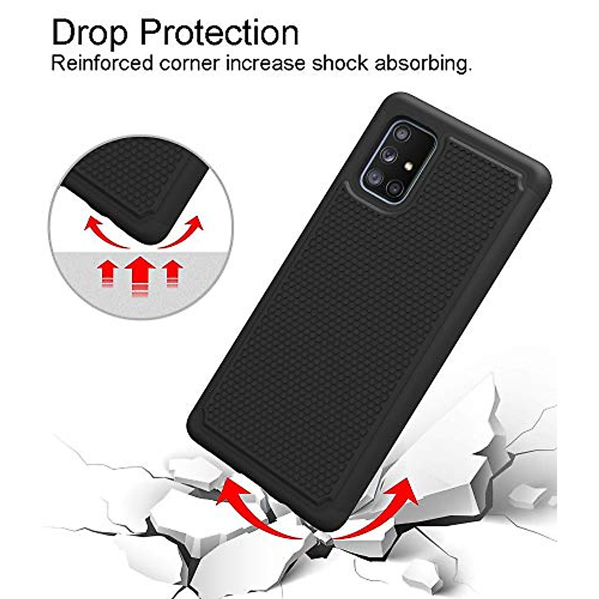 Dahkoiz for Samsung Galaxy A71 5G Case, Dual Layer Drop Protection Cover Protective Phone Case for Samsung Galaxy A71 5G, Black