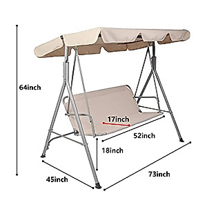 Koreyosh 3-Person Outdoor Swing Chair Adjustable Canopy Hammock Seats Patio Porch Garden Swing, Beige