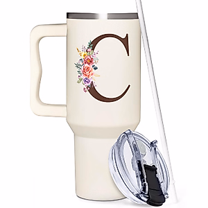 Personalized Gifts For Women - Personalized Gifts For Birthday, Christmas - Monogrammed Gifts Customized Gifts For Woman, Mom, Wife, Best Friend, Sister, Coworkers - Custom Tumbler With Handle 40oz