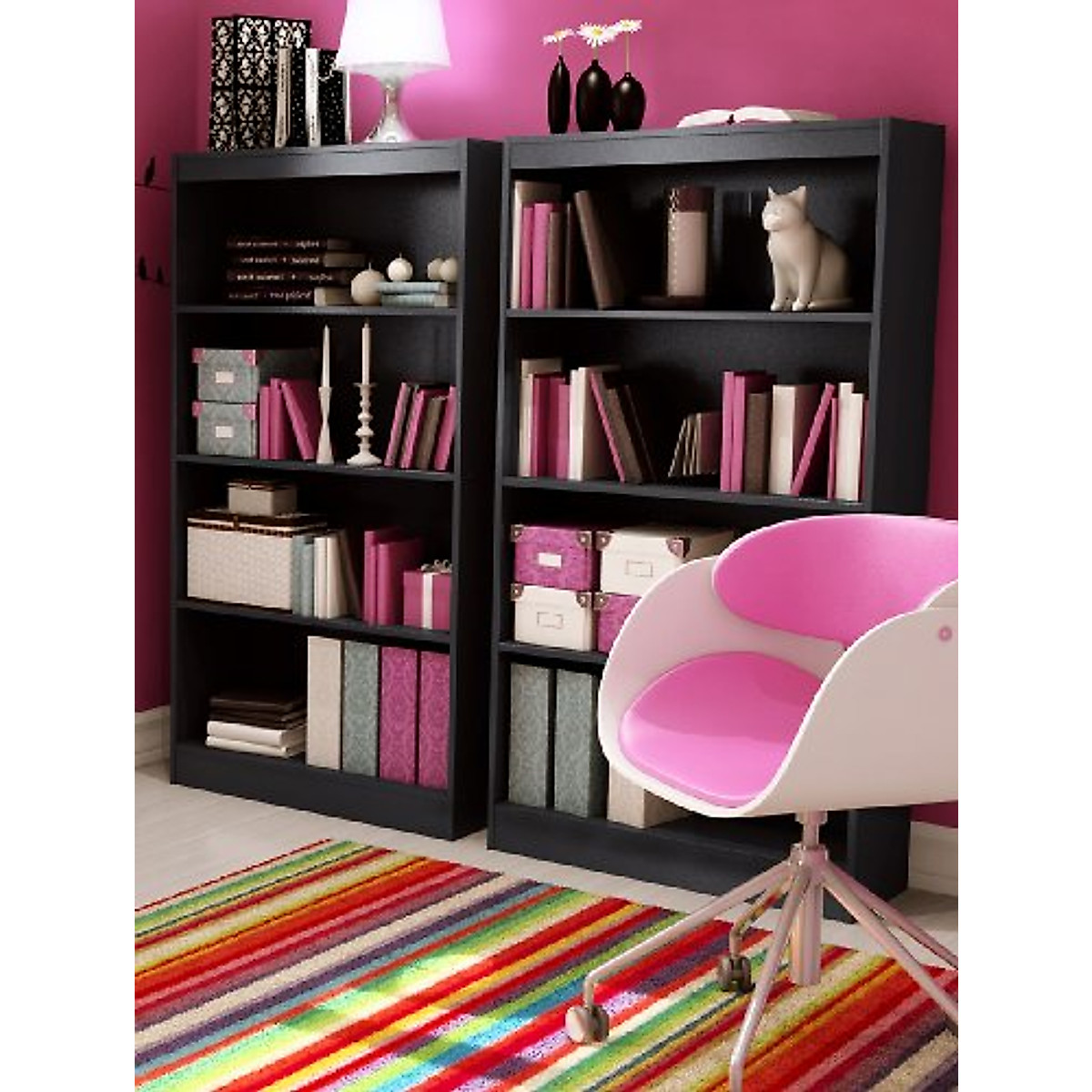 South Shore Axess 3-Shelf Bookcase, Pure Black