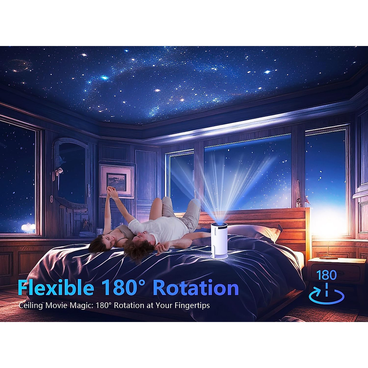 Mini Projector, Magcubic HY300 Auto Keystone Correction Portable Projector, 4K/ 200 ANSI Smart Projector with 2.4/5G WiFi, BT 5.0, 130 Inch Screen, 180 Degree Flip, Round Design, Home Video Projector