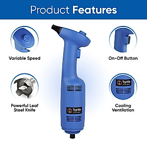 TK Tartle Kitchen Commercial Immersion Blender, Hand Held Blender, 270W 4000-20000RPM, Stainless-Steel, 8 inch Removable Shaft with Variable Speed