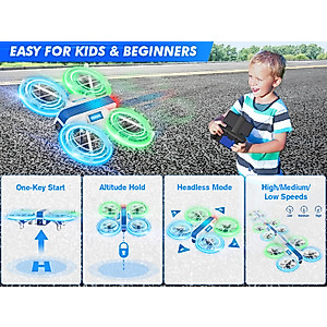 HASAKEE Drone with Camera 1080P HD FPV for Kids and Adults,Hobby RC Quadccopter for Beginners with Bright LED Light,Propeller Full Protect,2PCS Batteries,Kids Toy Easy to Play,M1S Drone
