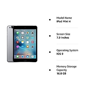 Apple iPad Mini 4, 16GB, Space Gray - WiFi (Renewed)