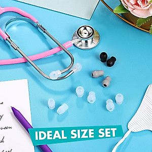 TrelaCo 10 Pairs 3 Sizes S/M/L Soft Ear Tip Pieces Earbud Replacement Parts Stethoscope Ear Pieces with 8 Pairs Stethoscope Ear Tip 2 Pairs Gray Ear Bud Cover Compatible with 5mm and 6mm Stethoscopes